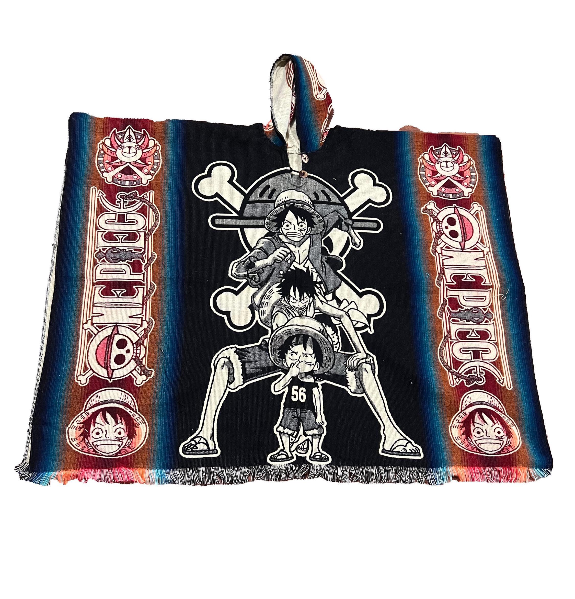 One Piece Poncho, Monkey D. Luffy Anime Poncho, Warm Cozy Hooded Poncho ...
