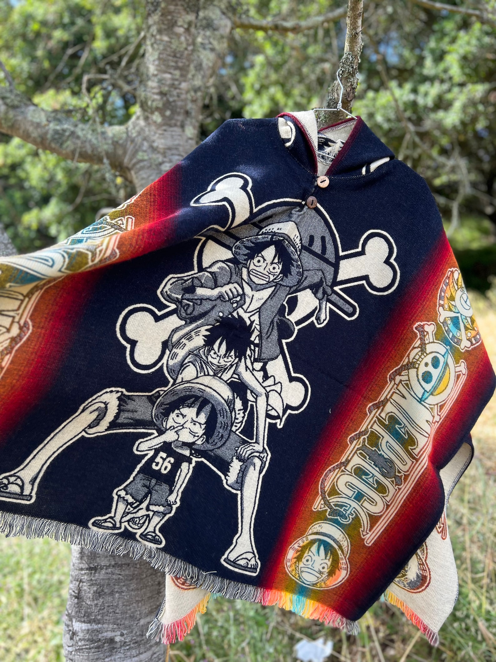 One Piece Poncho, Monkey D. Luffy, Warm and Cozy Poncho, Hooded Poncho ...