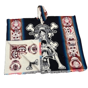One Piece Poncho, Monkey D. Luffy Anime Poncho, Warm Cozy Hooded Poncho ...