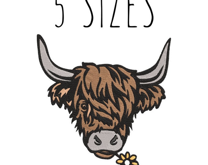Baby Highland Cow Embroidery Designs, Highland Cow Embroidery Pattern ...