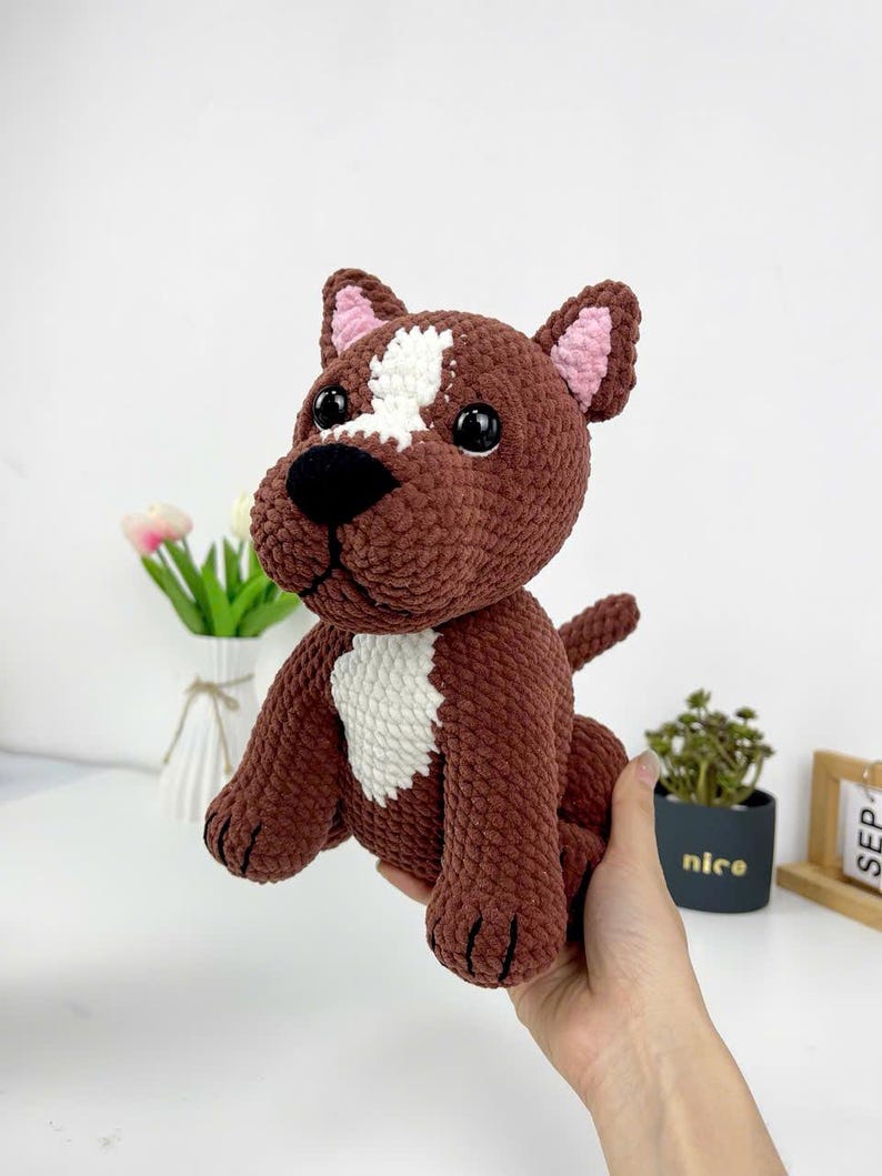 Pitbull Dog Plush Crochet Pattern PDF, Personalized Pitbull Crochet ...