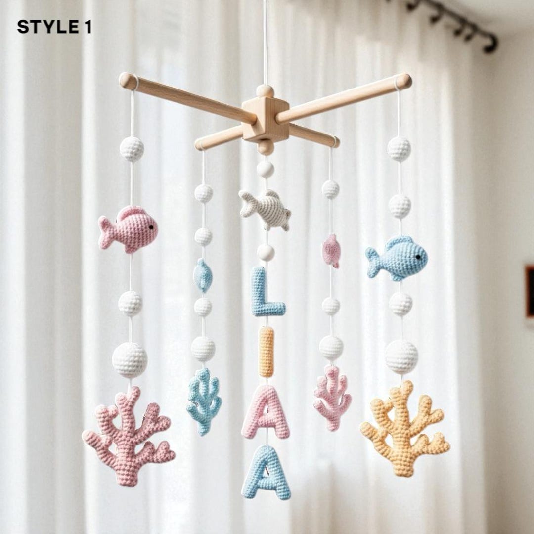 Custom Baby Mobile Ocean Theme – Personalized Crochet Crib Mobile With ...