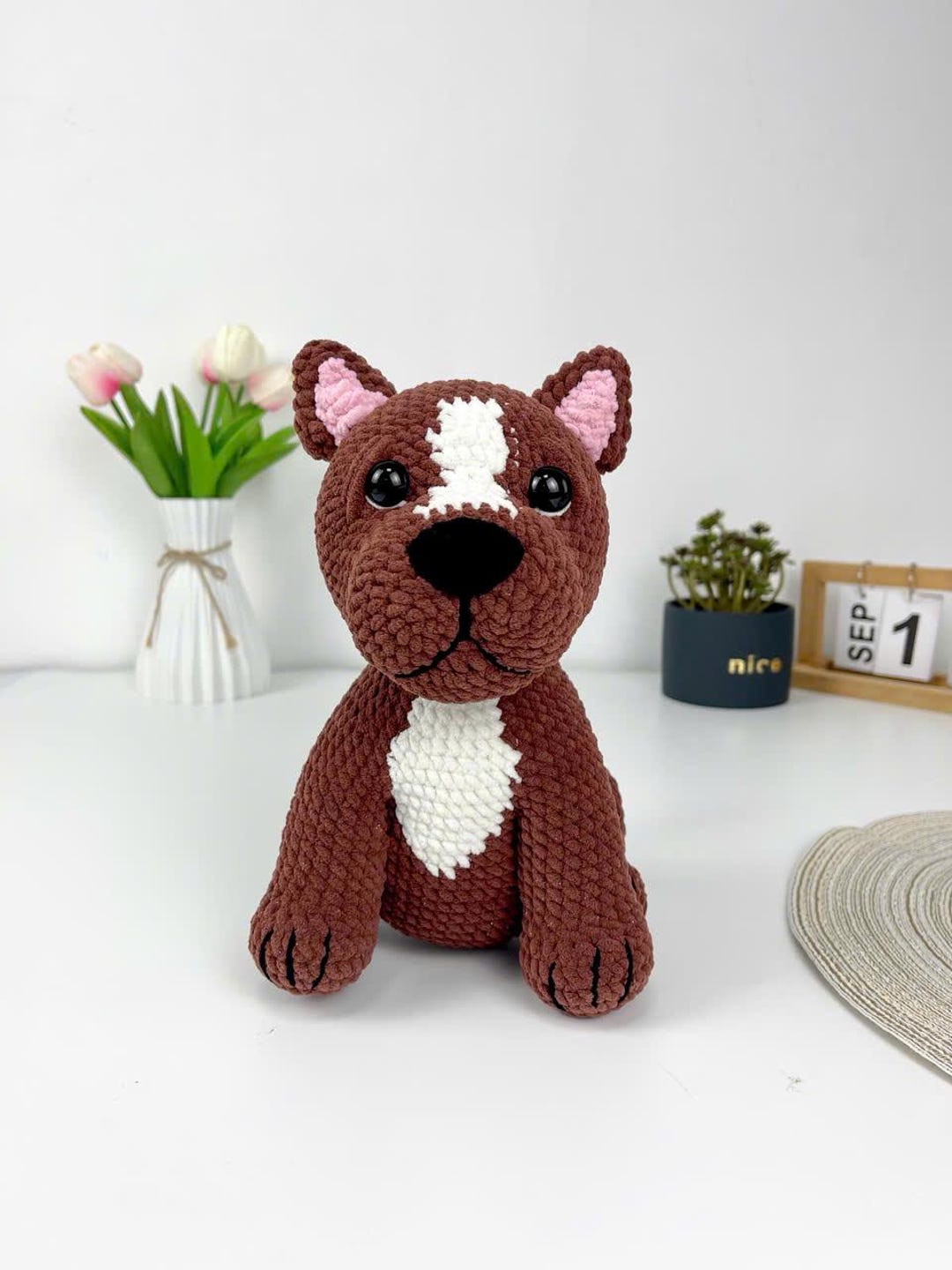 Pitbull Dog Plush Crochet Pattern PDF, Personalized Pitbull Crochet ...