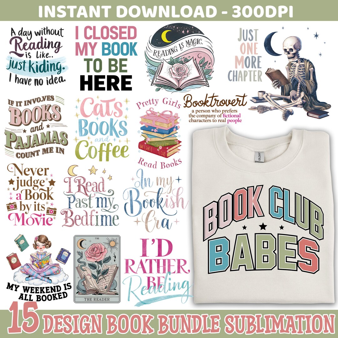 Book Png Bundle, Reading Png, Floral Book Png, Book Lover, Books ...