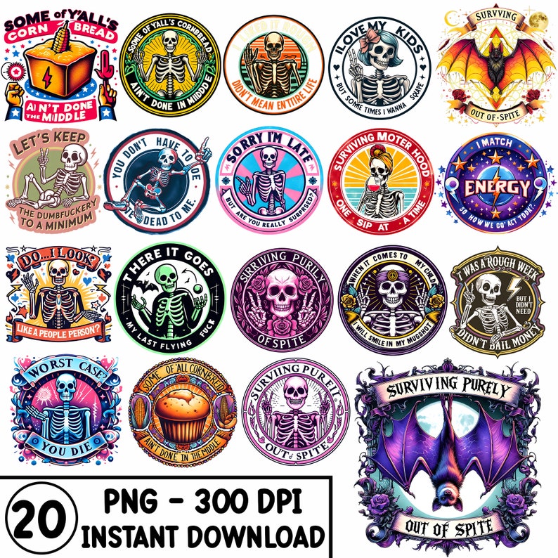 Snarky Skulls Bundle Png, Adult Humor Png, Sarcastic Bundle Png, Funny ...