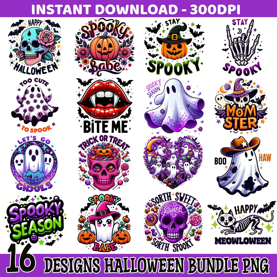 Halloween Bundle Png, Retro Halloween Png, Groovy Halloween Sublimation ...