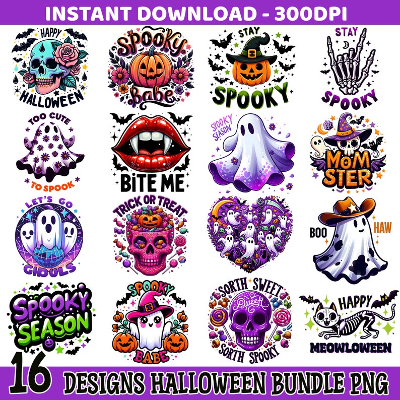 Halloween Bundle Png, Retro Halloween Png, Groovy Halloween Sublimation ...