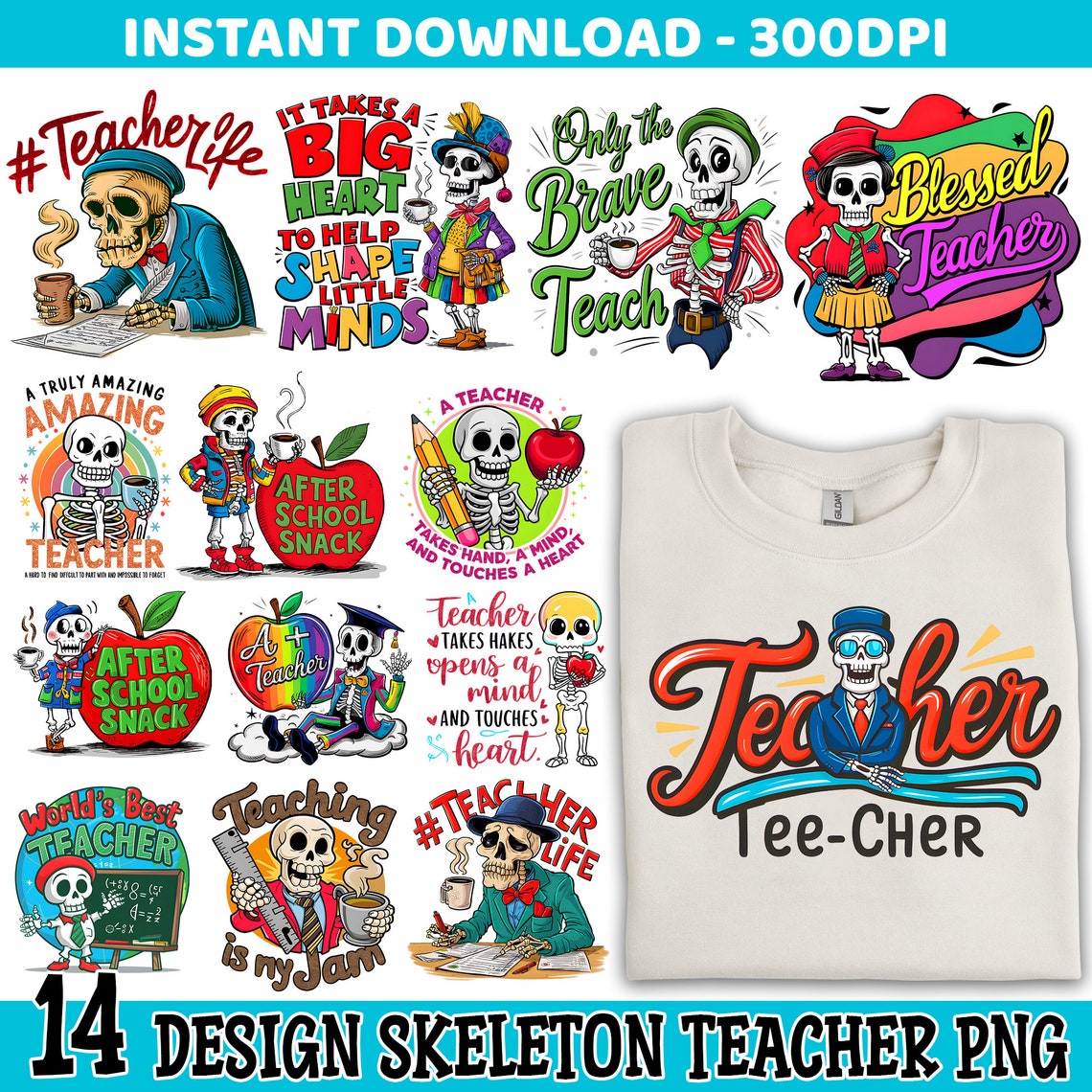 Teacher Png Bundle, Teacher Skeleton PNG, Mega Bundle, Back to School ...