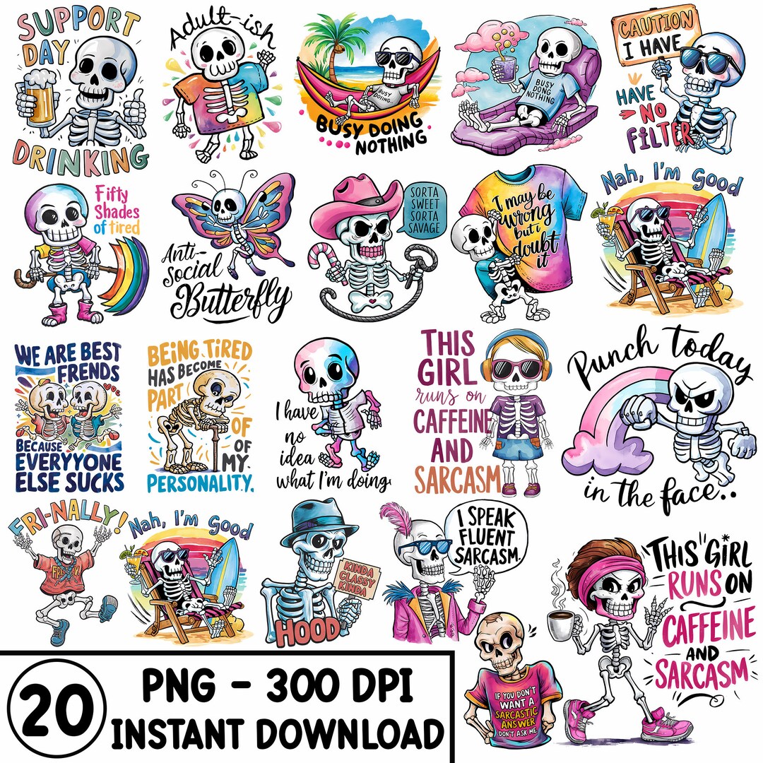 Sarcastic Skeleton Png Bundle, Funny Skeleton Png Bundle, Sarcasm Png ...