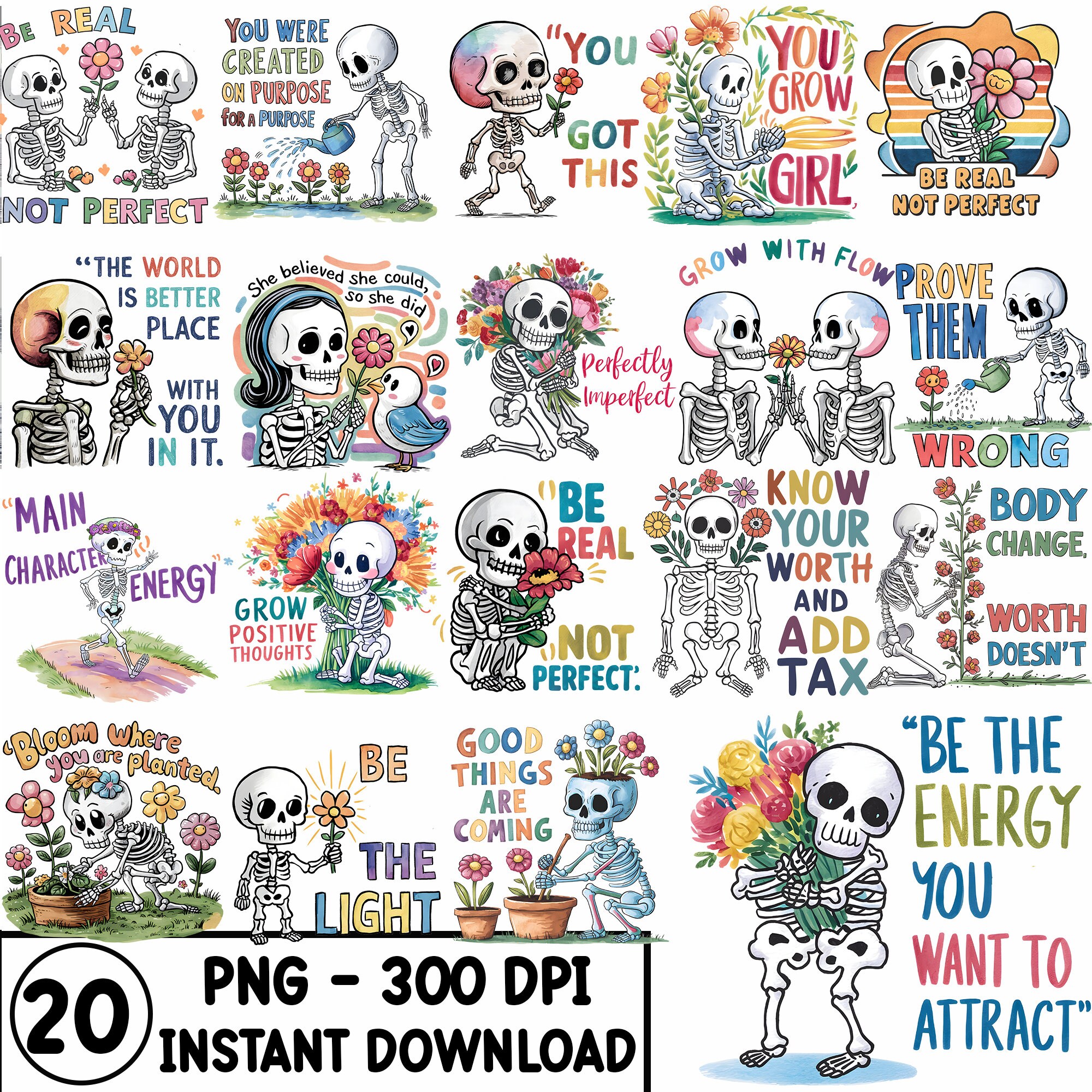Inspiration Skeleton Png Bundle, Kindness Positive Quotes Mental Health ...