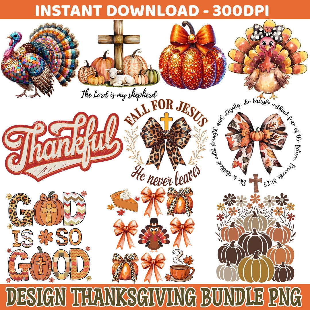Retro Thanksgiving Png, Retro Fall Pumpkin Bow Png, Thanksgiving ...