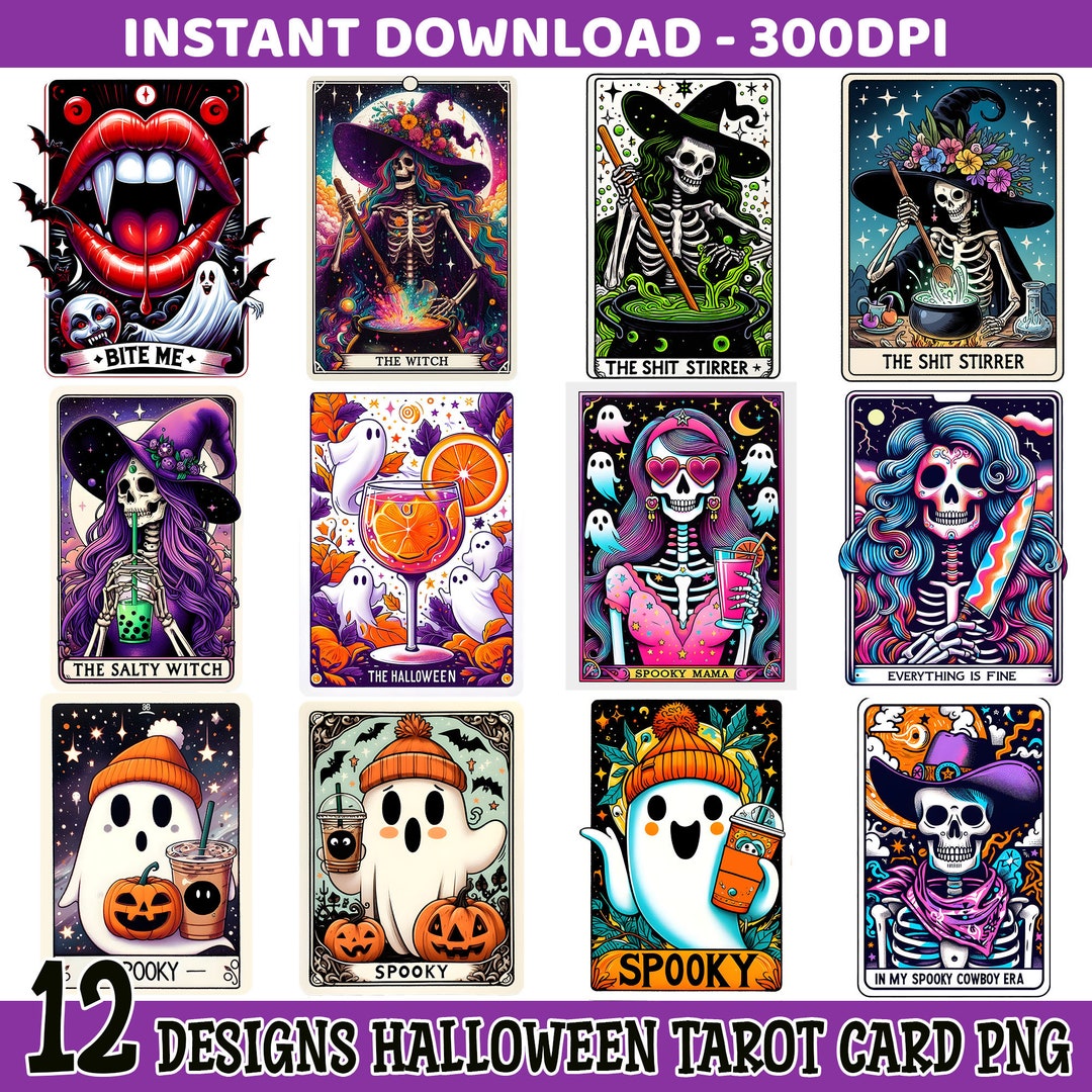 Halloween Tarot Card Png Bundle, Tarot Card Png Bundle, Halloween Tarot ...