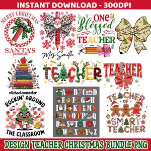 Merry Teacher Bundle Png, Teacher Christmas Png, Teacher Christmas ...