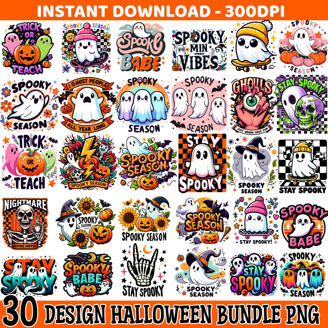 Halloween Png Bundle, Spooky Vibes PNG, E Ghost Png, Halloween PNG File ...