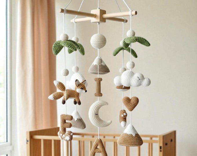 Woodland Mobile Crochet Pattern PDF, Green Forest Nursery Hanging Toys ...