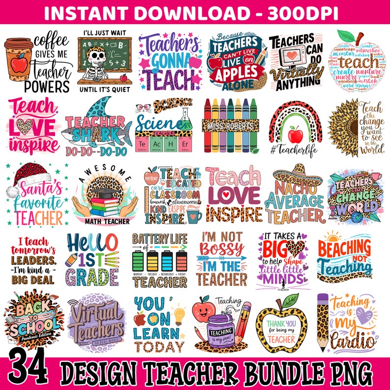 Teacher Bundle Png, Love Teacher PNG, Back to School Png, Teacher Png ...