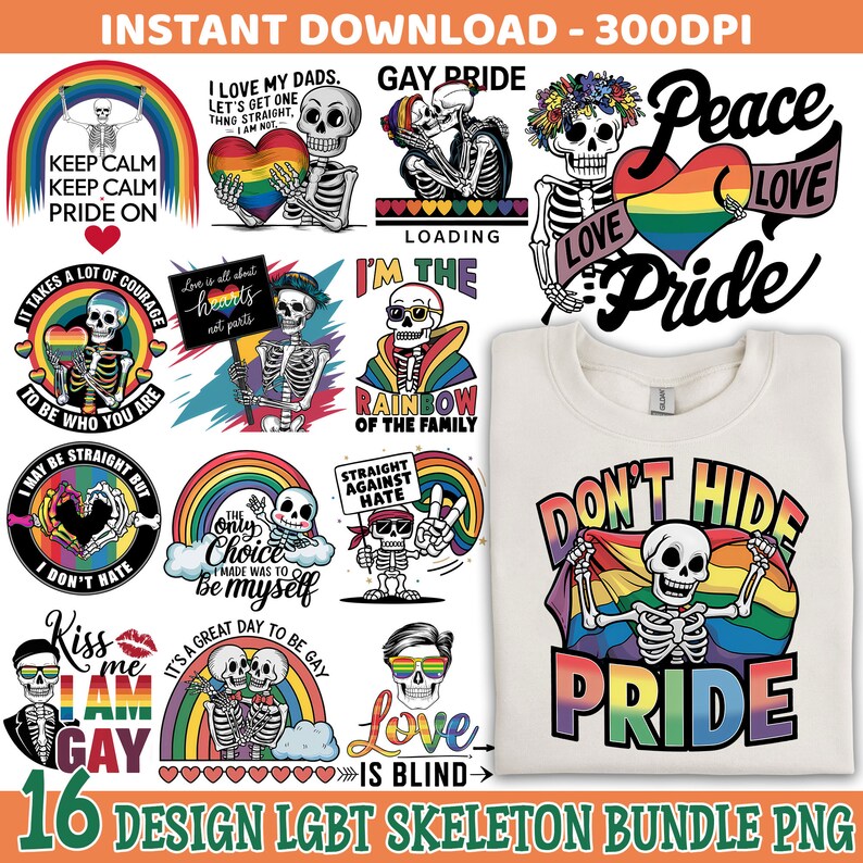LGBTQ Png Bundle, Skeleton LGBT Png, Pride Png, Gay Pride Png, Lgbt ...