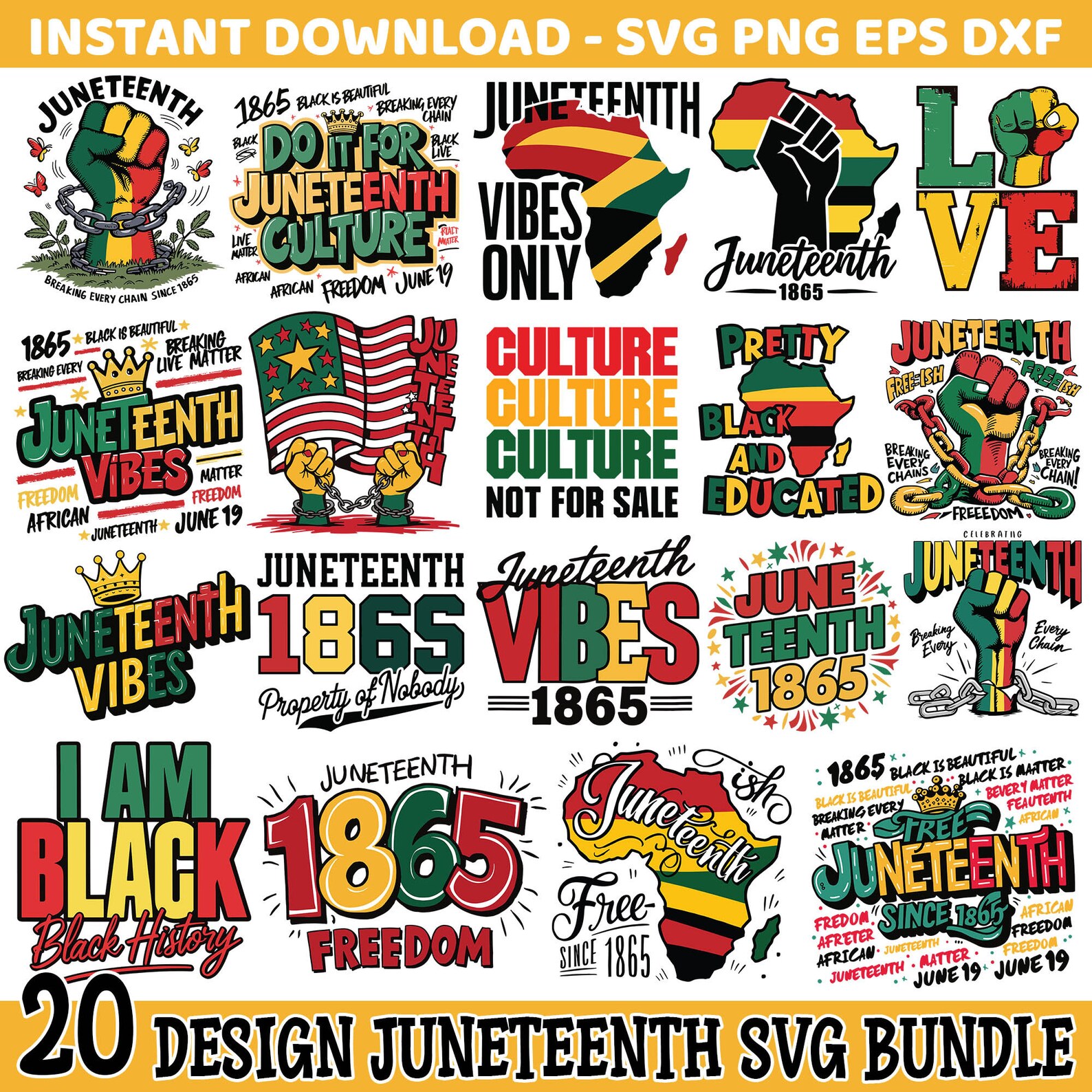 Juneteenth Svg Bundle Designs, Juneteenth Svg Files for Cricut ...