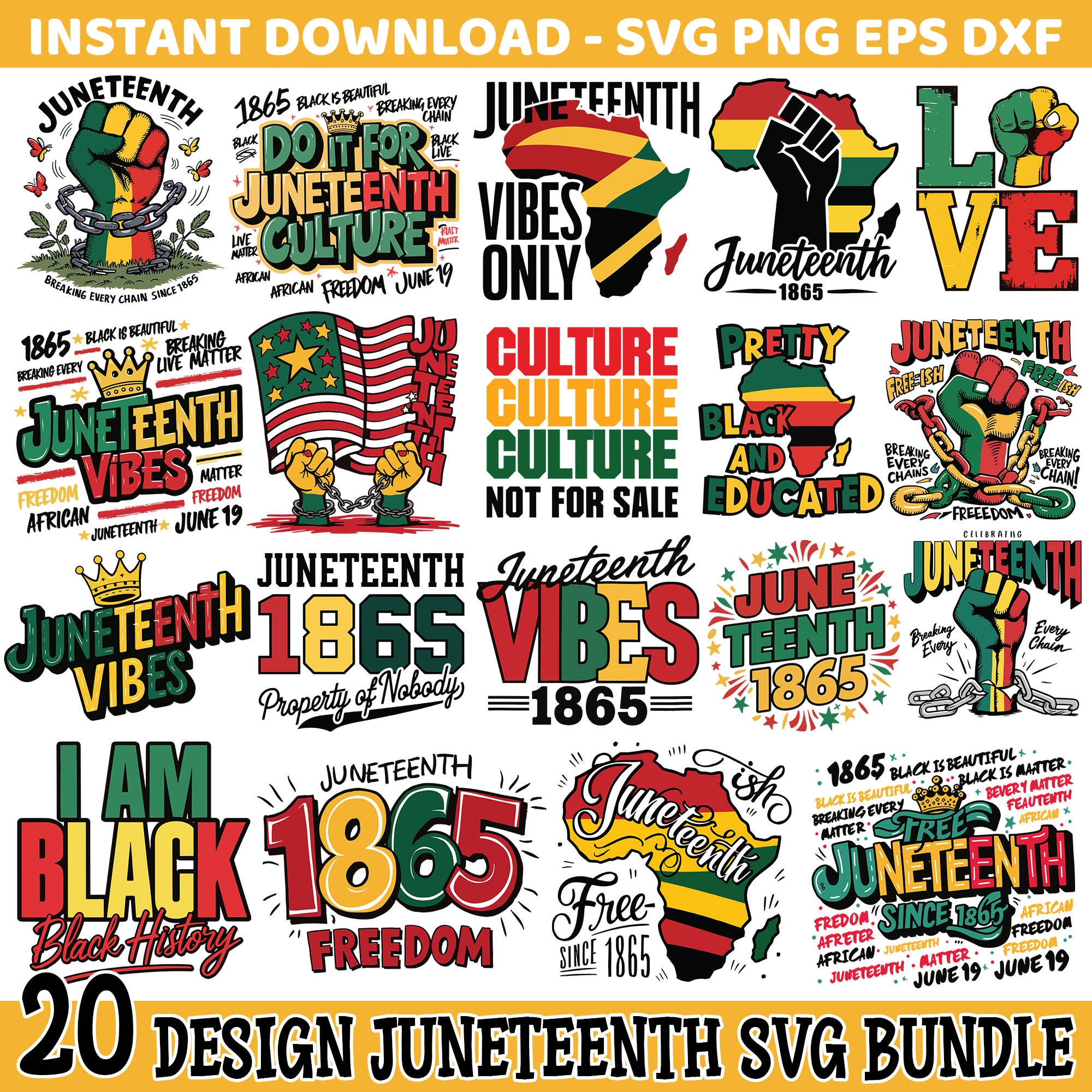 Juneteenth Svg Bundle Designs, Juneteenth Svg Files for Cricut ...