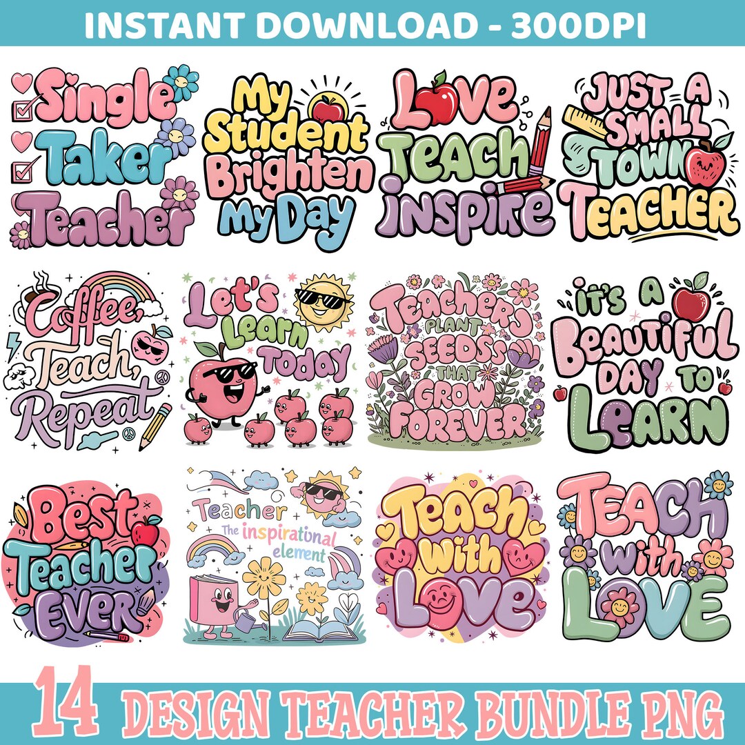 Retro Teacher PNG Design, Teacher PNG Bundle, Teacher Life PNG, Teacher ...