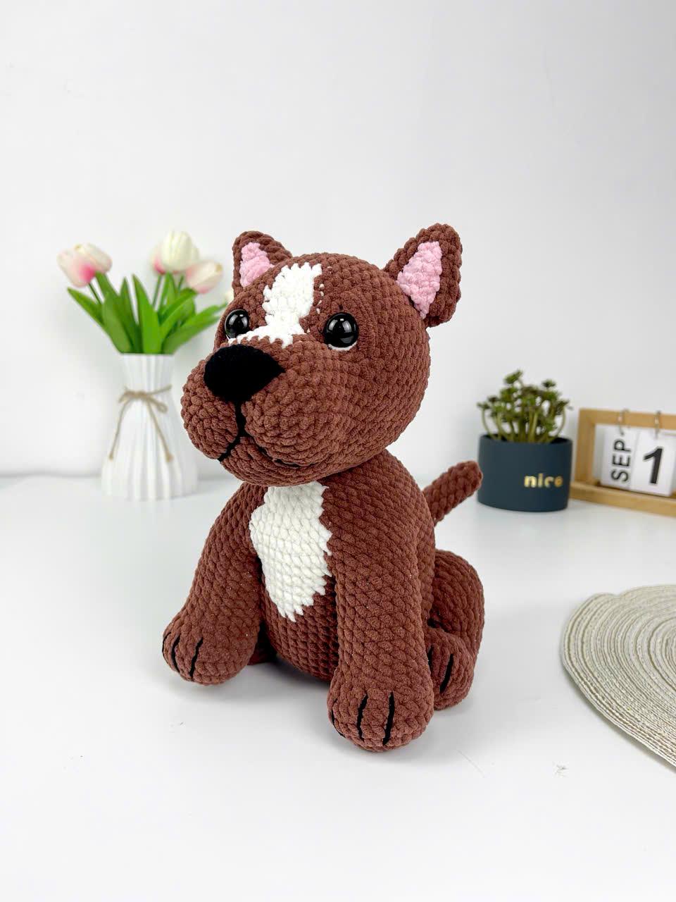 Pitbull Dog Plush Crochet Pattern PDF, Personalized Pitbull Crochet ...
