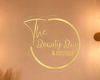 Personalized Frosted Acrylic Business Sign With Golden Lettering and ...