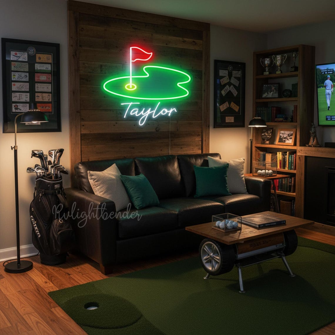 Custom Golf Course Name Neon Sign, Golf Club Wall Light, Man Cave Golf ...
