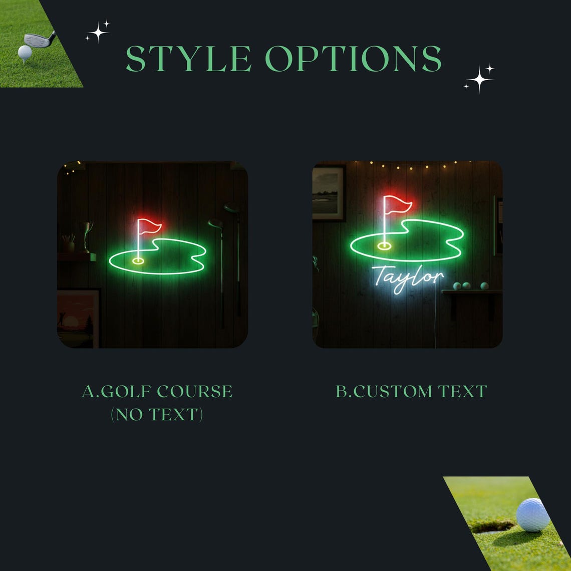 Custom Golf Course Name Neon Sign, Golf Club Wall Light, Man Cave Golf ...