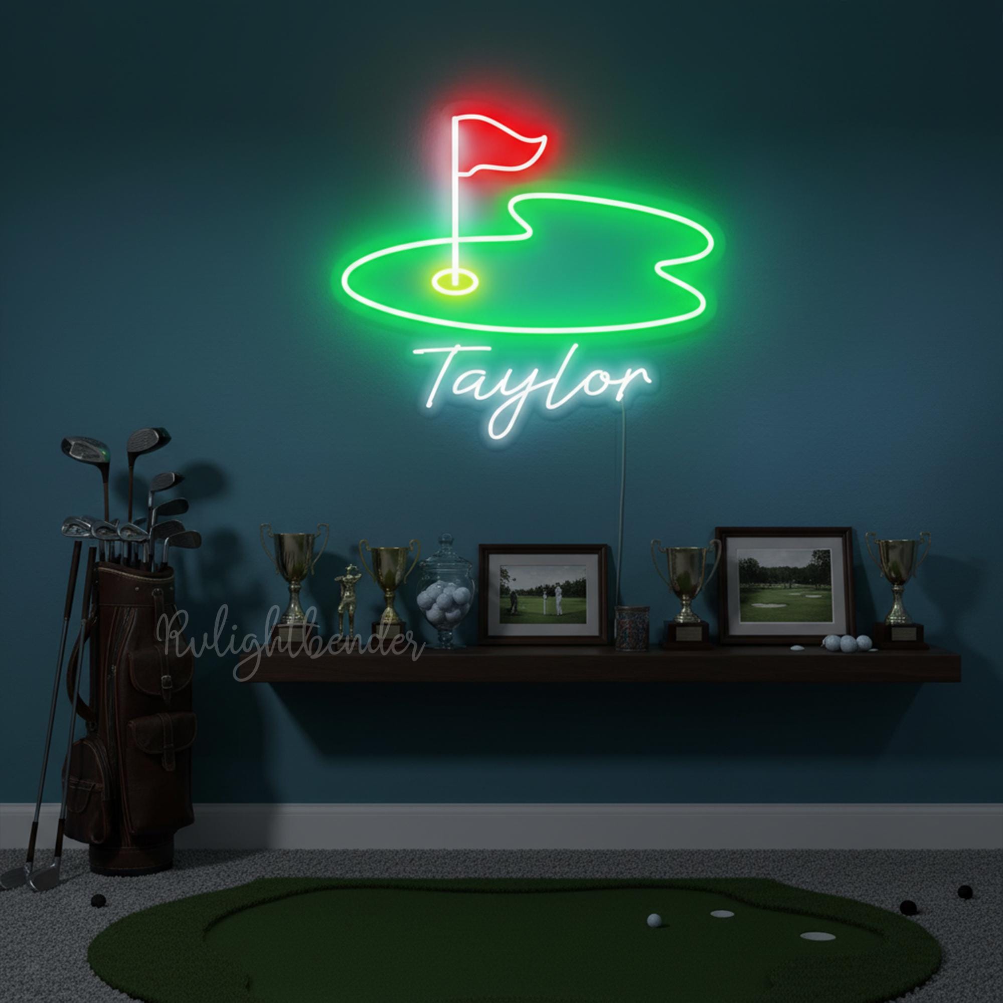 Custom Golf Course Name Neon Sign, Golf Club Wall Light, Man Cave Golf ...