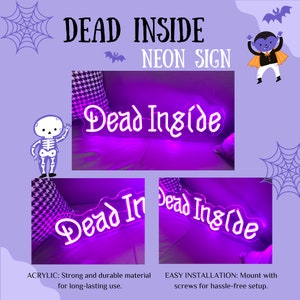 Dead Inside Neon Sign,gothic Home Decor,spooky Room Decor,haunted ...