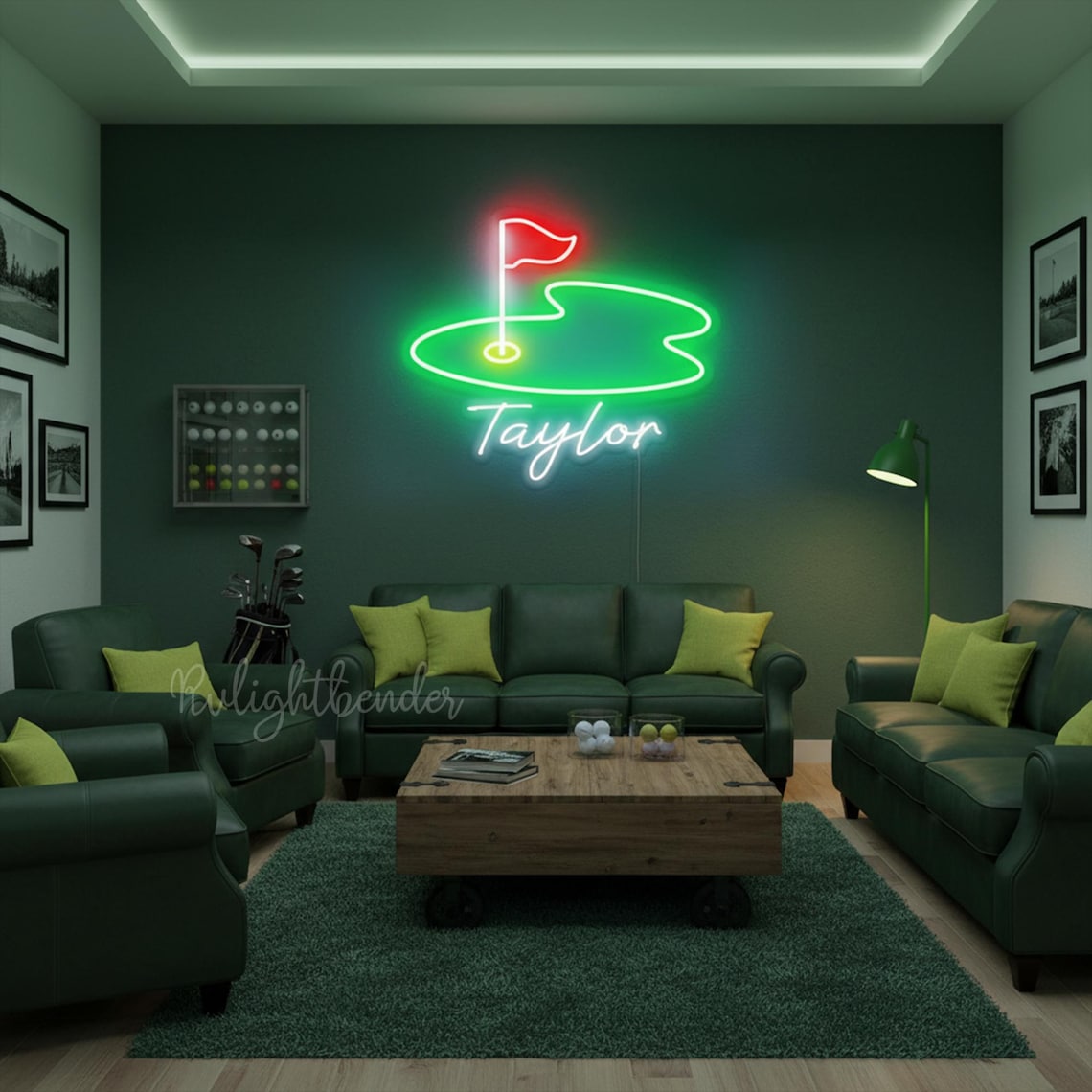 Custom Golf Course Name Neon Sign, Golf Club Wall Light, Man Cave Golf ...