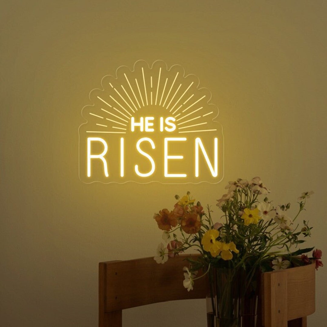 He is Risen Neon Sign, Jesus's Risen Sign, Christ Light, Religious Wall ...