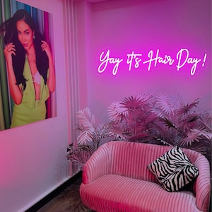 Yay It's Hair Day Neon Sign, Girl Boss Sign, Beauty Room Neon Sign ...