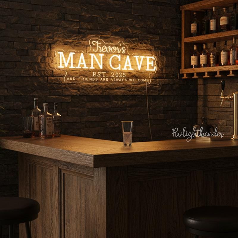 Custom Man Cave Neon Sign, Personalized Bar Decor,where the Game is ...
