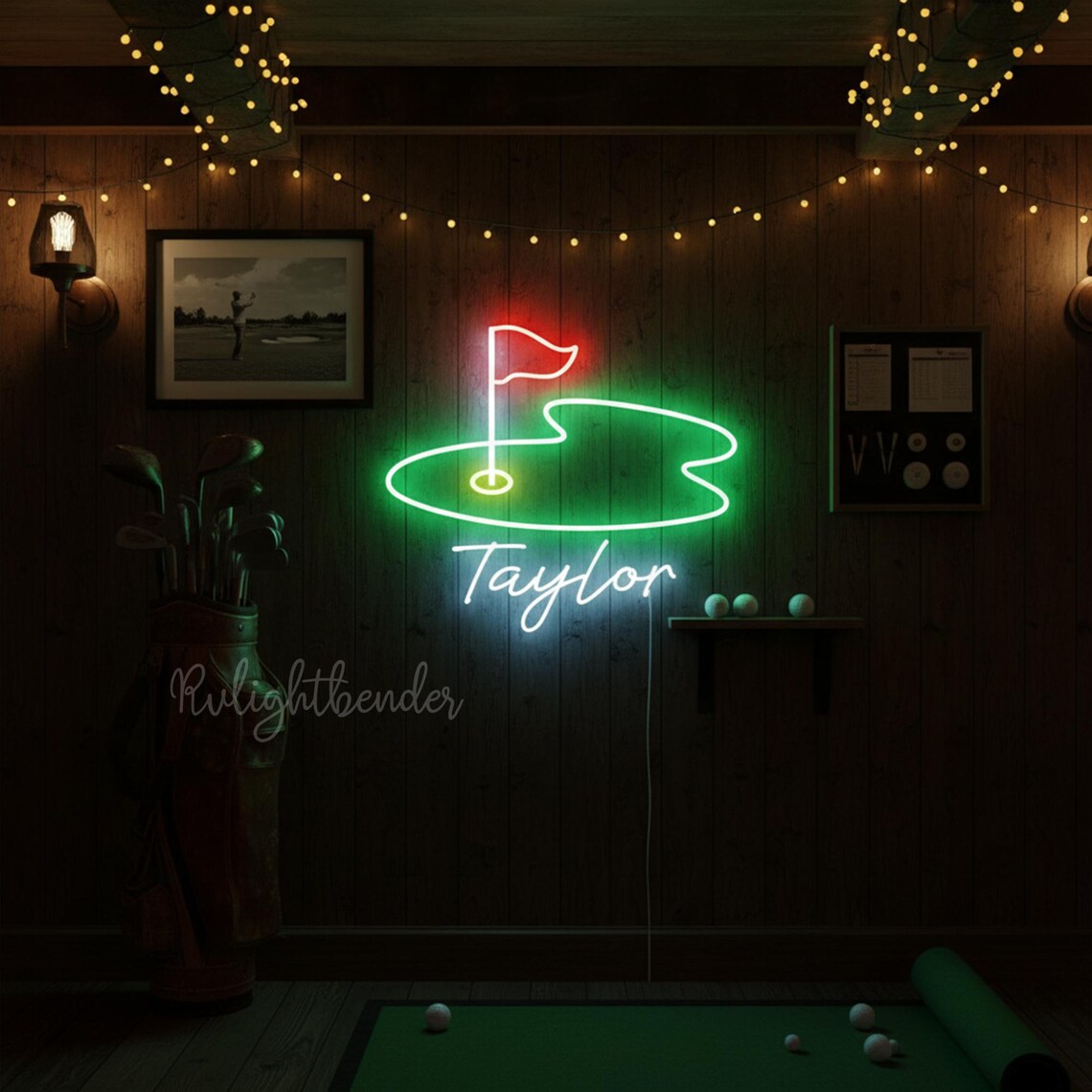 Custom Golf Course Name Neon Sign, Golf Club Wall Light, Man Cave Golf ...