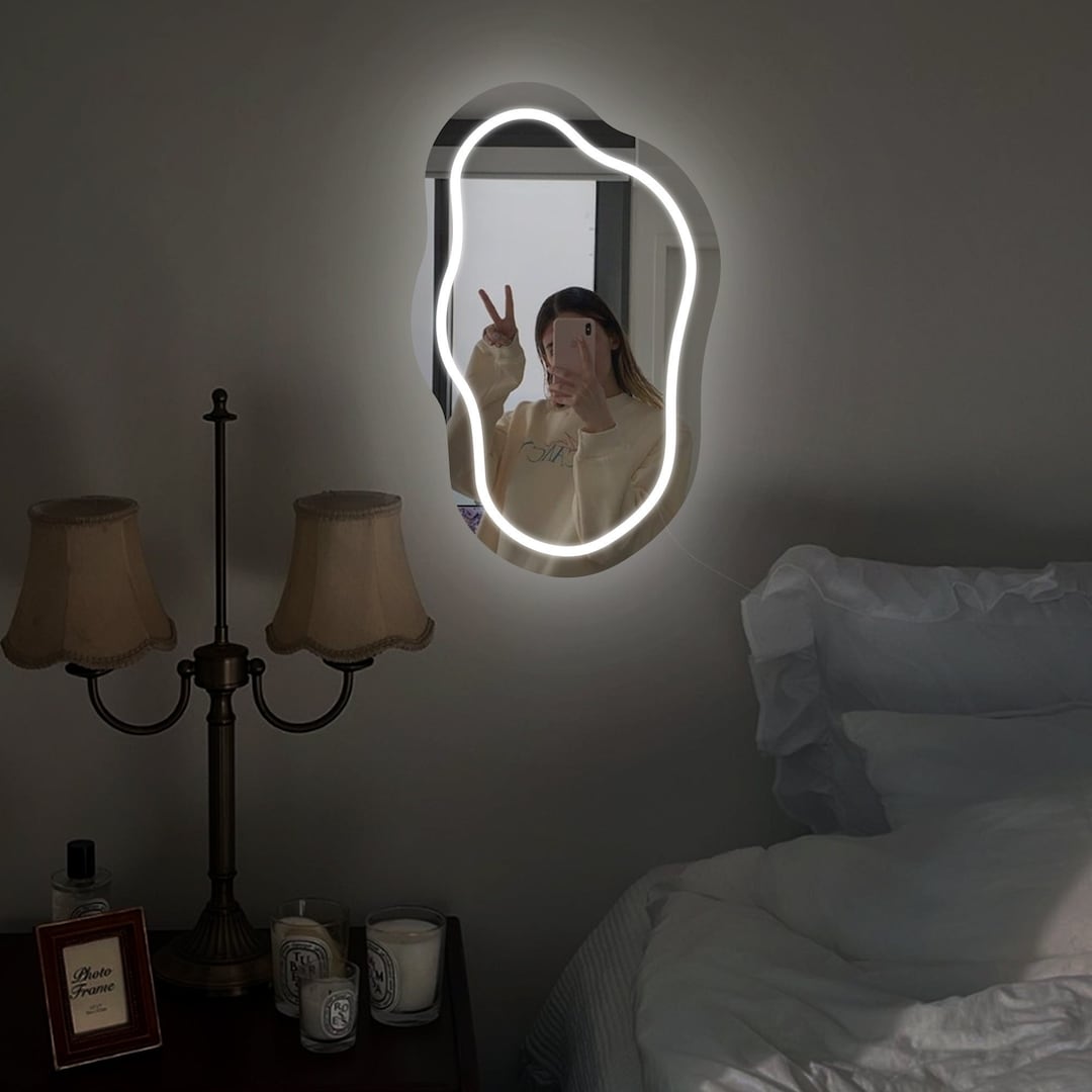 Wiggly Mirror Neon Sign,wavy Mirror Neon Light,custom Mirror Decor ...