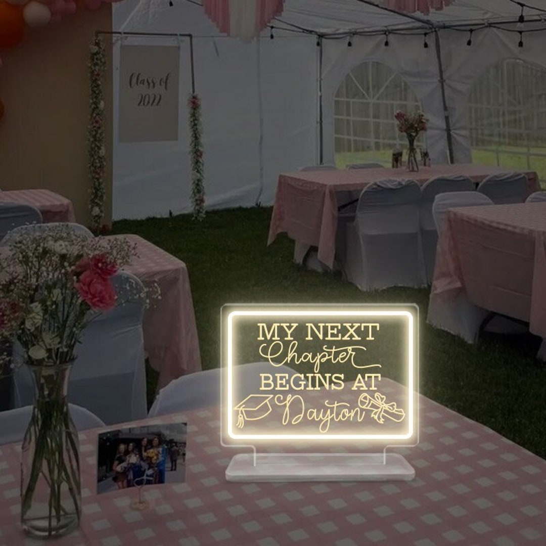 Custom My Next Chapter Begins at Table Neon Sign, Graduation Table Sign ...