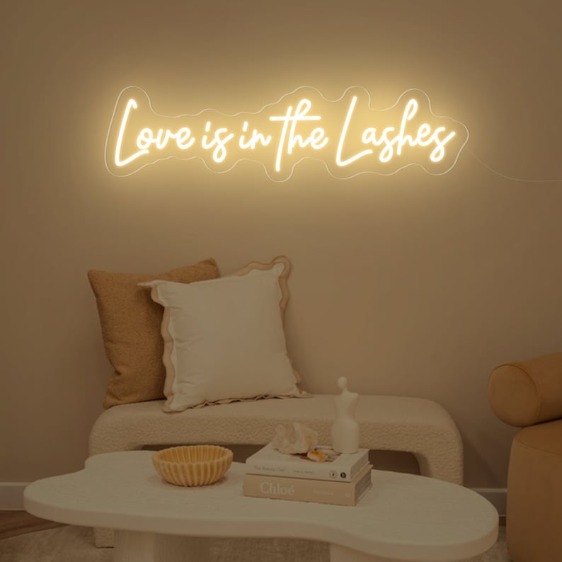 Love is in the Lashes Neon Sign, Beauty Salon Sign, Lashes Studio Neon ...