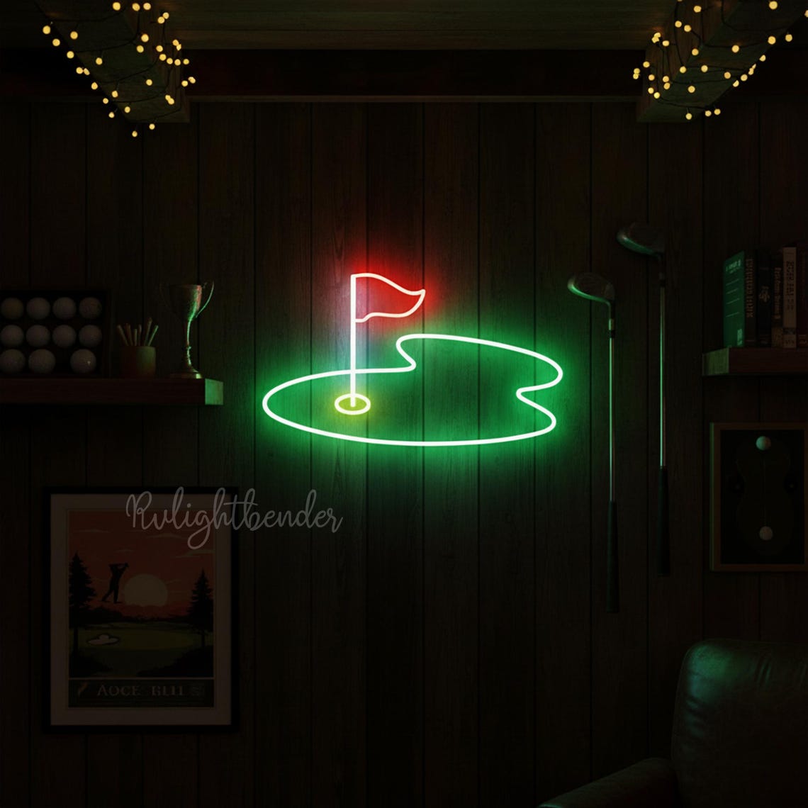 Custom Golf Course Name Neon Sign, Golf Club Wall Light, Man Cave Golf ...