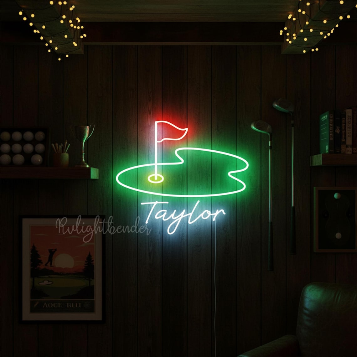 Custom Golf Course Name Neon Sign, Golf Club Wall Light, Man Cave Golf ...