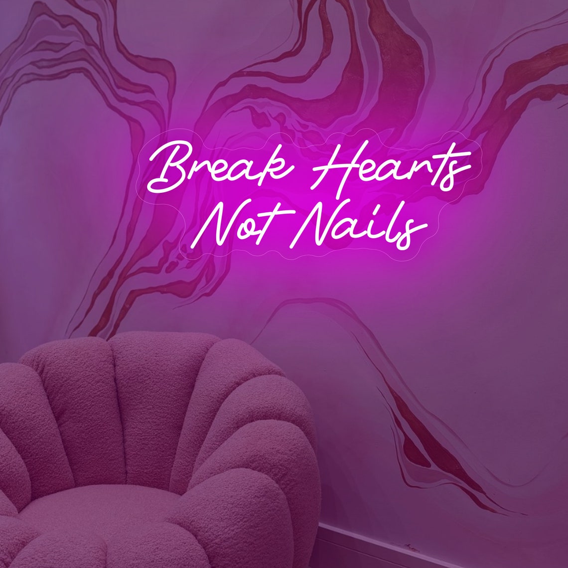 Break Hearts Not Nails Neon Sign, Beauty Salon Signboard, Nail Studio ...