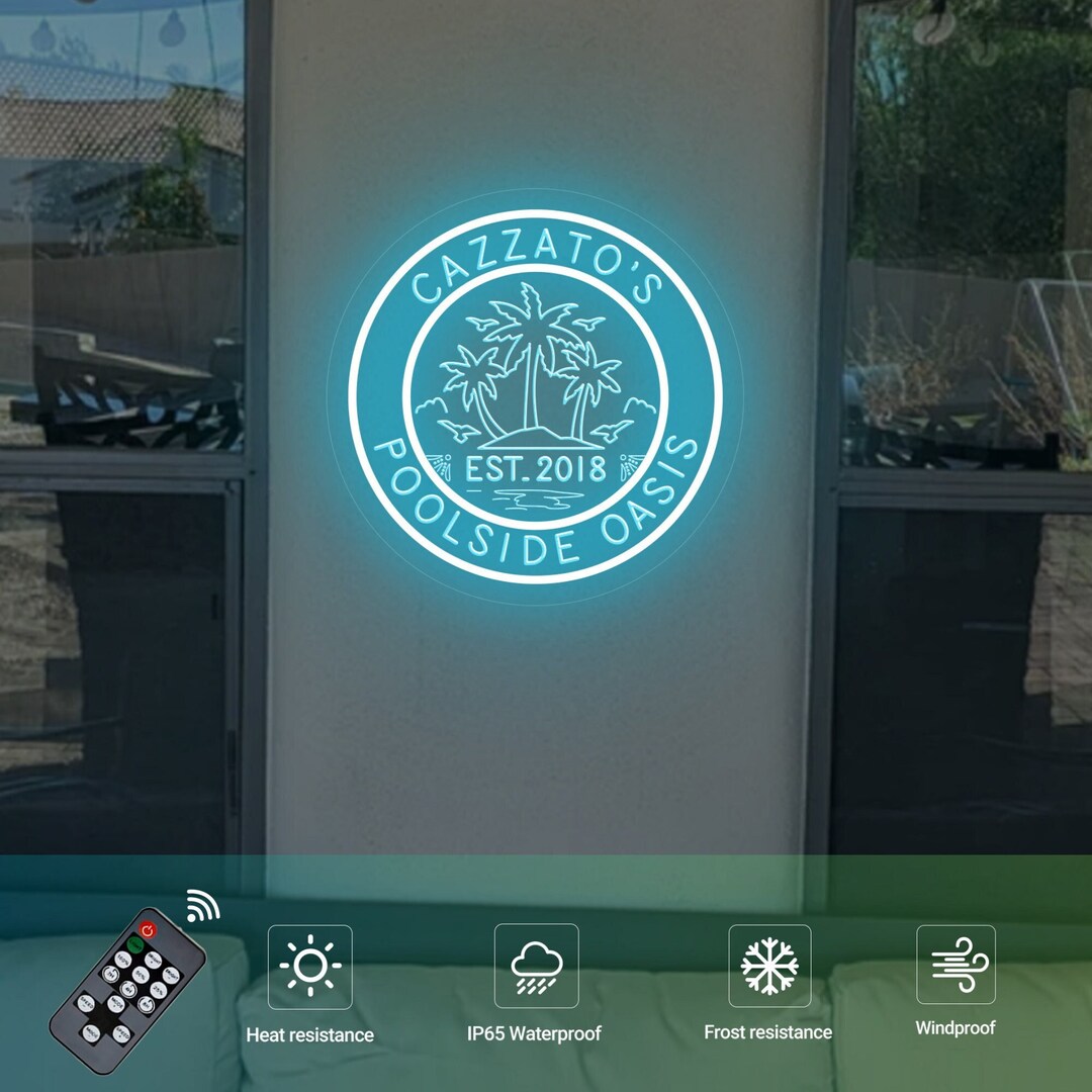 Custom Waterproof Outdoor Neon Sign, Outdoor Poolside Oasis Sign, Pool ...