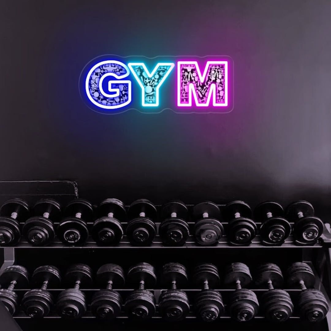 Gym Neon Sign, Gym Neon Light, Gym Wall Art, Gym Wall Decor, Dumbbell ...