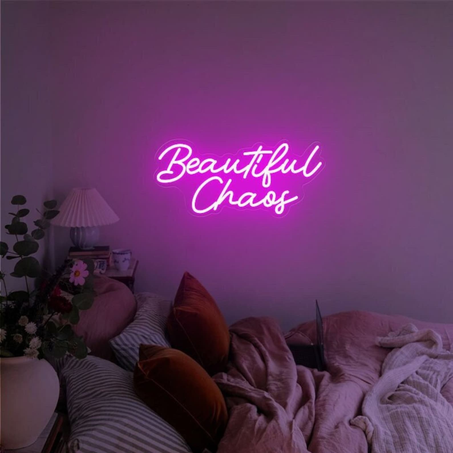 Beautiful Chaos Neon Sign, Pink Room Decor,room Wall Decor, Neon Sign ...