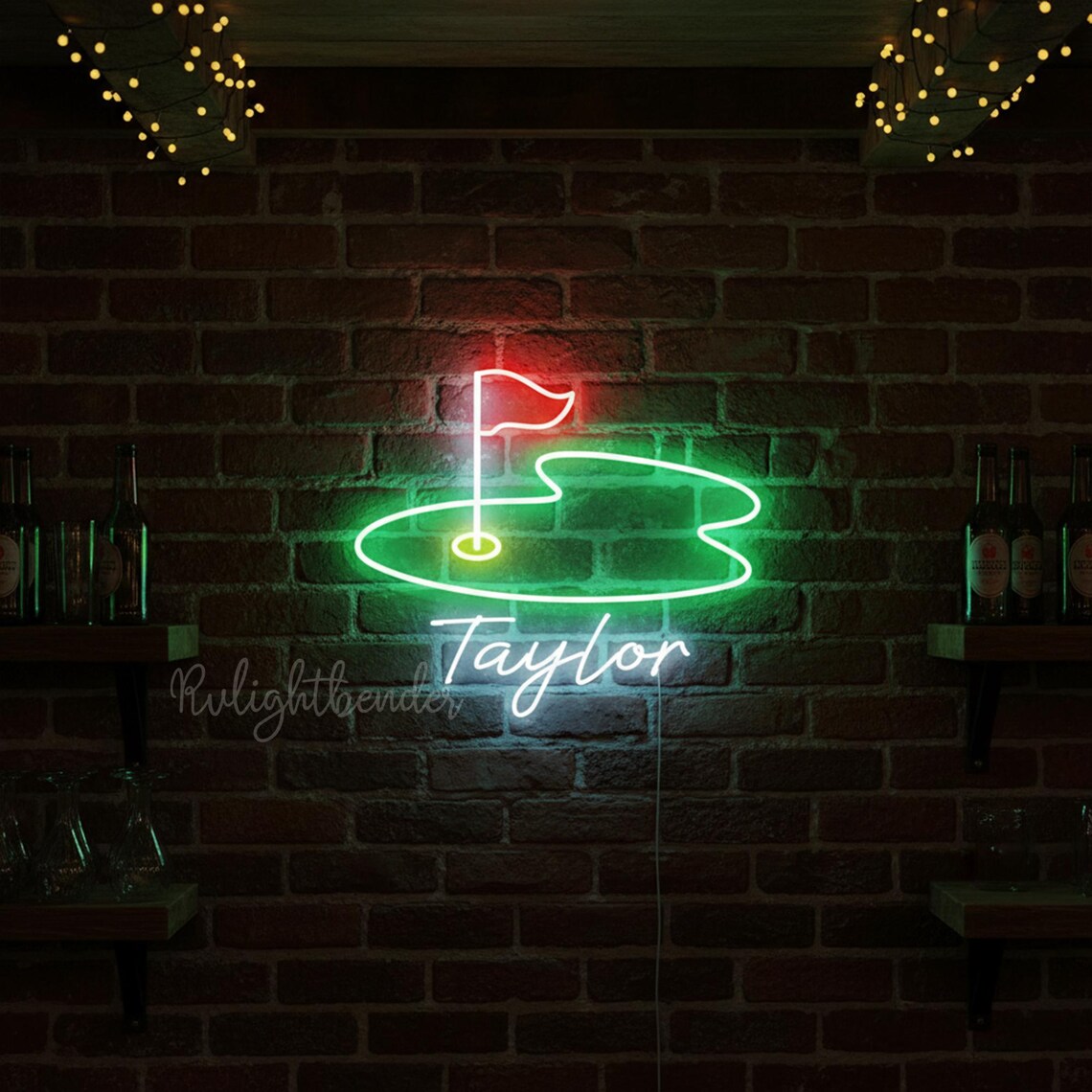 Custom Golf Course Name Neon Sign, Golf Club Wall Light, Man Cave Golf ...