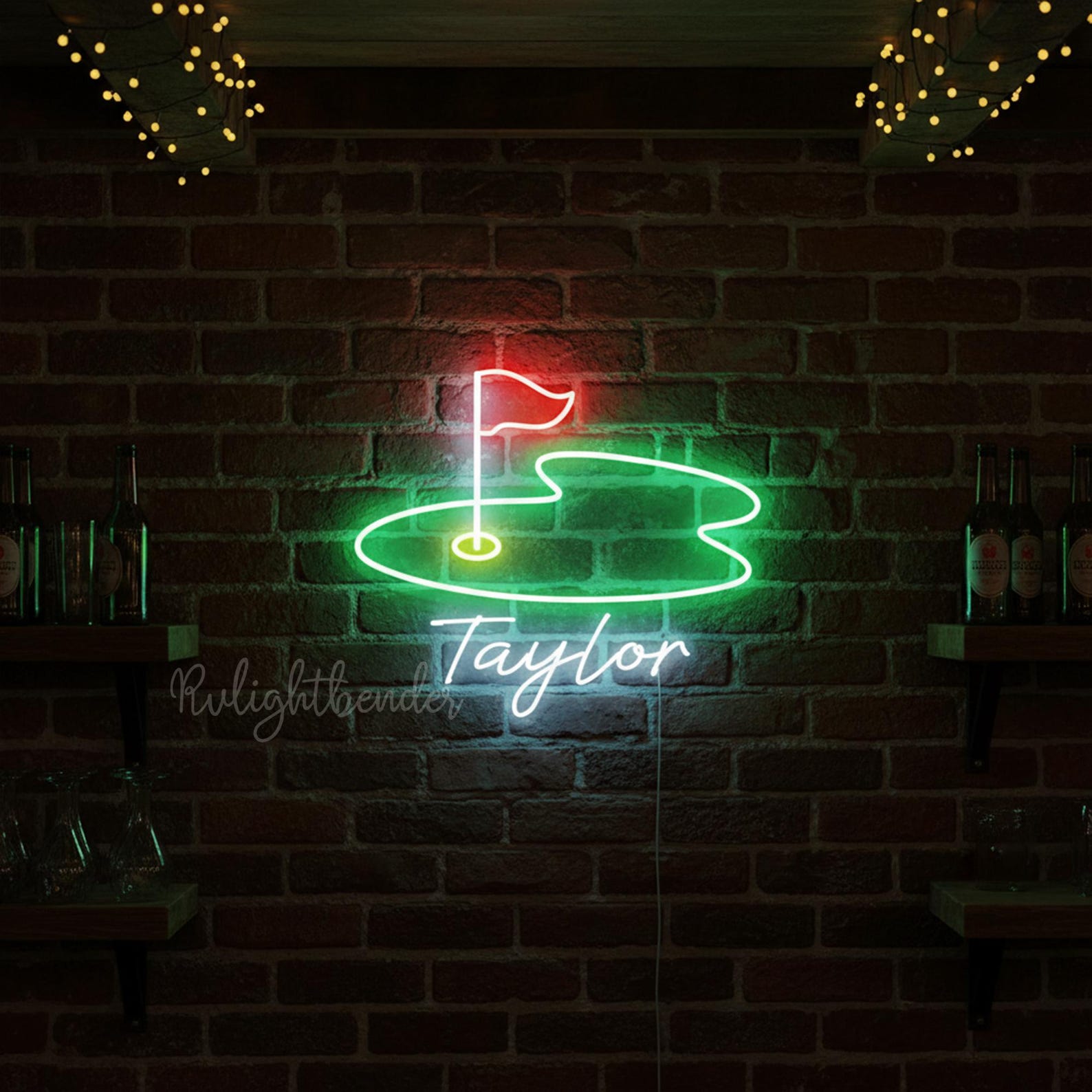Custom Golf Course Name Neon Sign, Golf Club Wall Light, Man Cave Golf ...