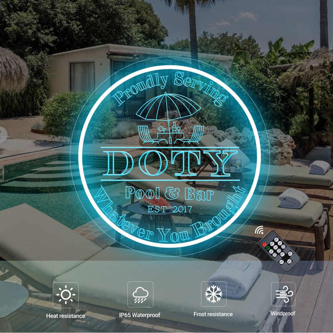 Custom Pool Bar Neon Sign, Personalized Poolside Pub Bar Light up Sign ...