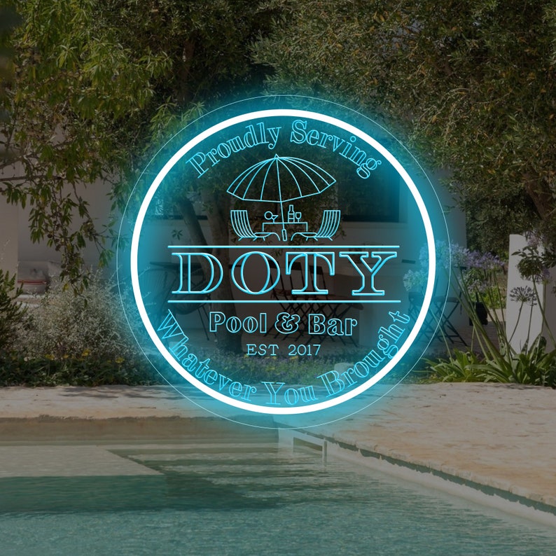 Custom Pool Bar Neon Sign, Personalized Poolside Pub Bar Light up Sign ...