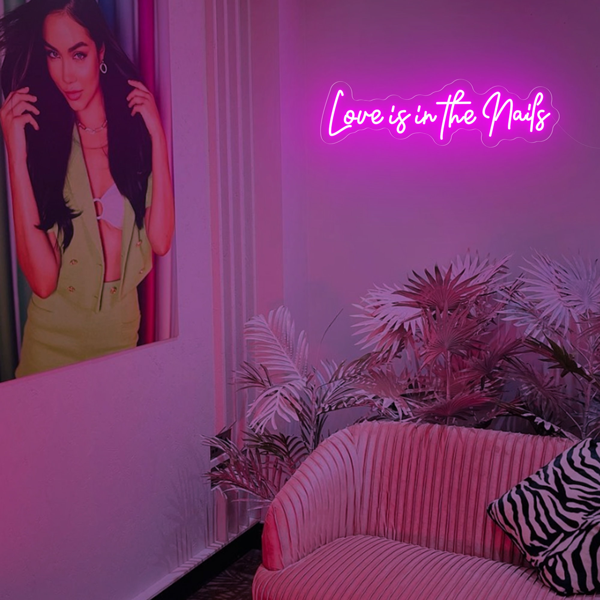 Love is in the Nails Neon Sign, Beauty Salon Signboard, Nail Studio ...