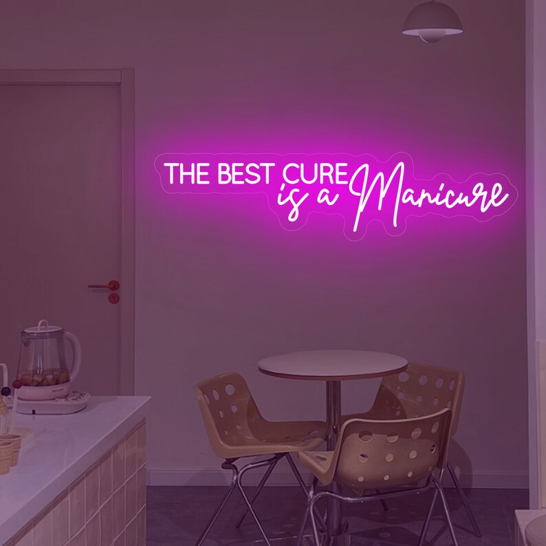 The Best Cure is Manicure Neon Sign, Beauty Salon Signboard, Nail ...